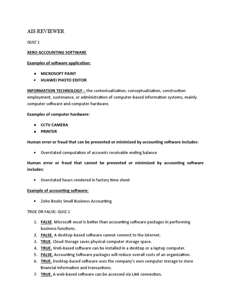 Ais Reviewer | PDF | Invoice | Software