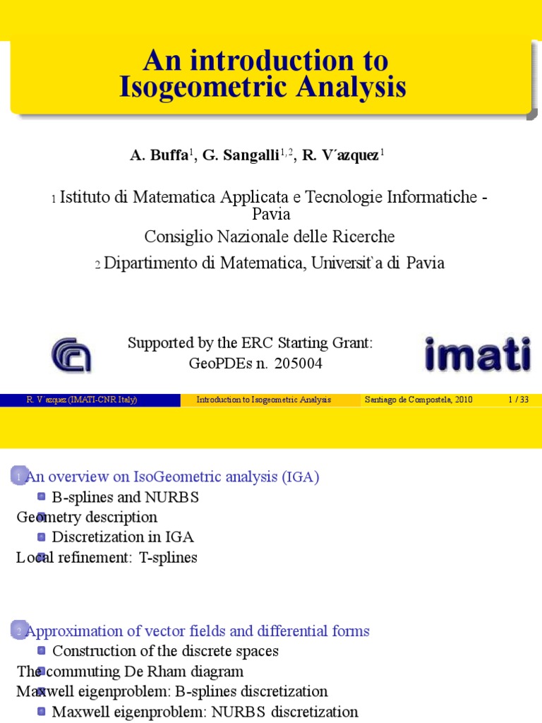An Introduction To Isogeometric Analysis: A. Buffa, G. Sangalli, R. V ...