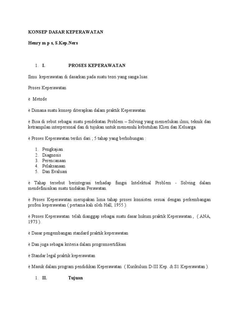 Konsep Dasar Keperawatan | PDF
