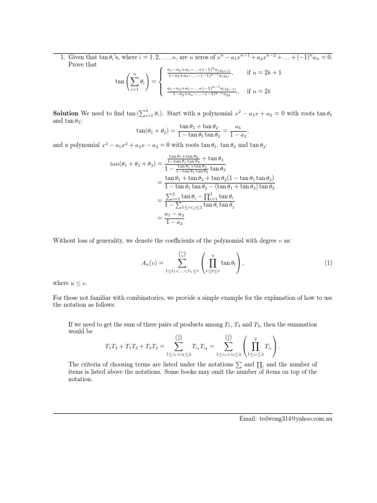 One Question | PDF | Summation | Mathematical Concepts