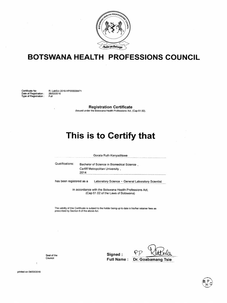 BHPC Registration Certificate | PDF