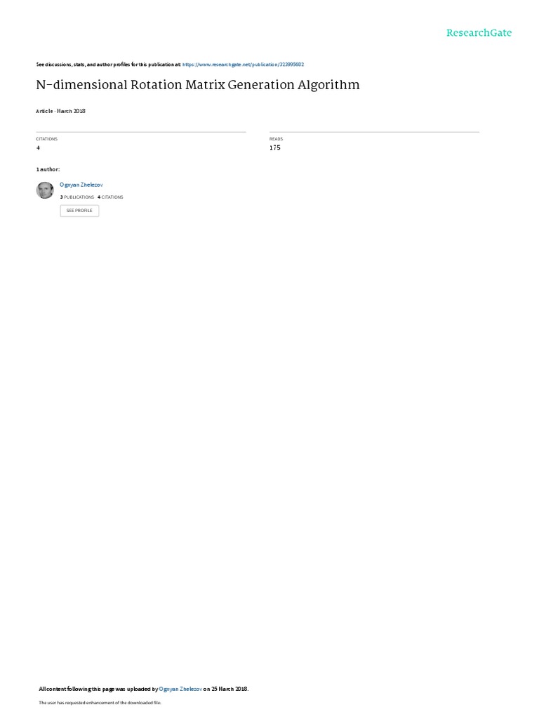 N-Dimensional Rotation Matrix Generation Algorithm: March 2018 | PDF | Vector Space | Matrix ...