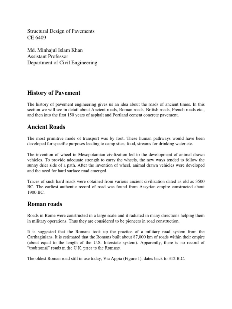 A Comprehensive History of Pavement Design from Ancient Times to Early ...