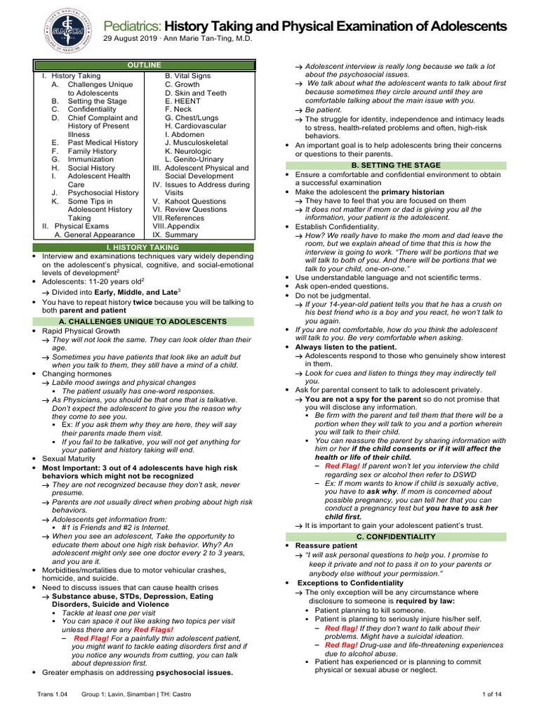 Pediatrics:: History Taking and Physical Examination of Adolescents ...