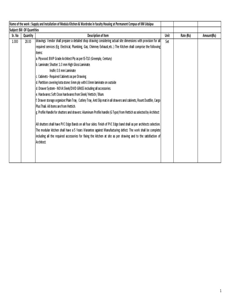 Boq Iimu Modular Kitchen and Wardrobe | PDF | Adhesive | Plywood