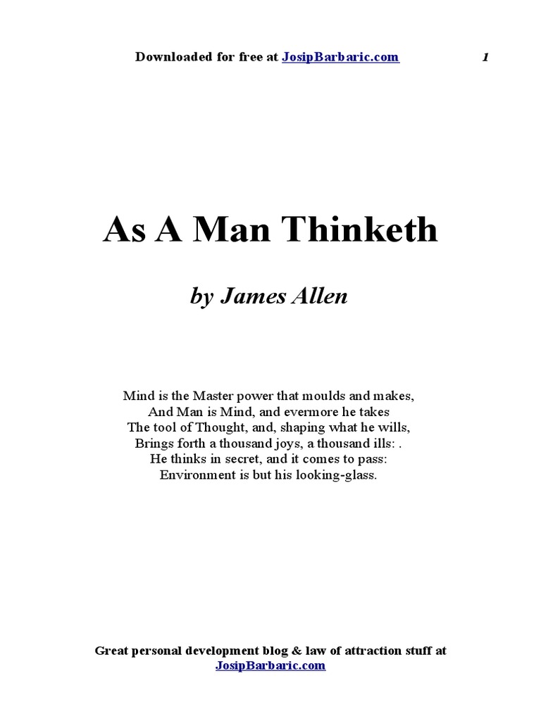 As A Man Thinketh | PDF | Virtue | Mind