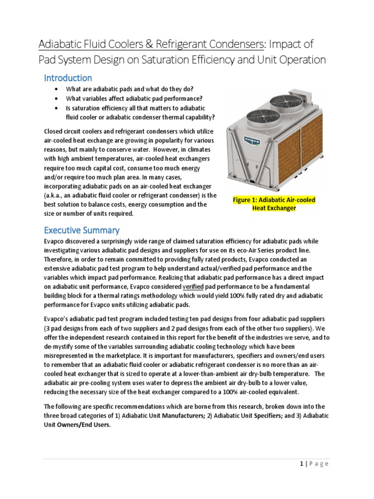 Adiabatic Pad Saturation White Paper 11.2018 | PDF | Heat Exchanger ...