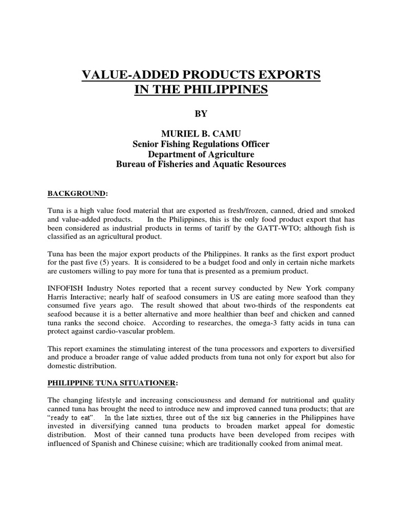 VALUE-ADDED TUNA PRODUCTS - Original | PDF | Tuna | Foods