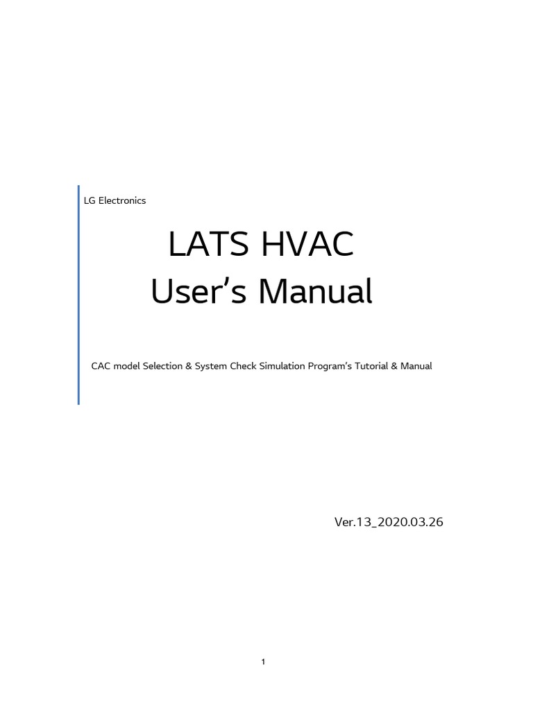 LG Electronics LATS HVAC User's Manual: A Comprehensive Guide to the ...