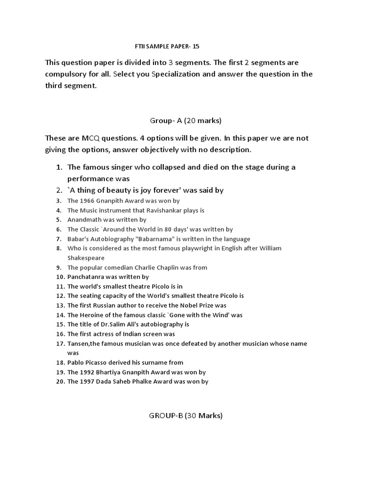 FTII Sample Test 15 | PDF | Optics | Applied And Interdisciplinary Physics