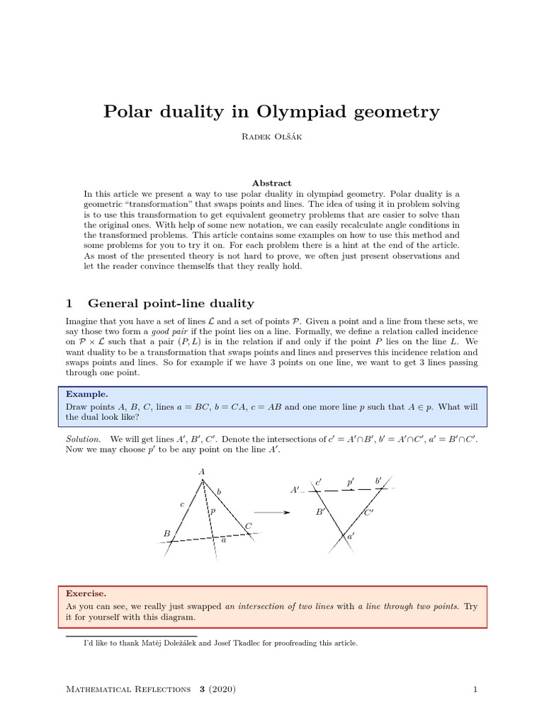 MR 3 2020 Polar Duality | PDF | Triangle | Euclidean Geometry