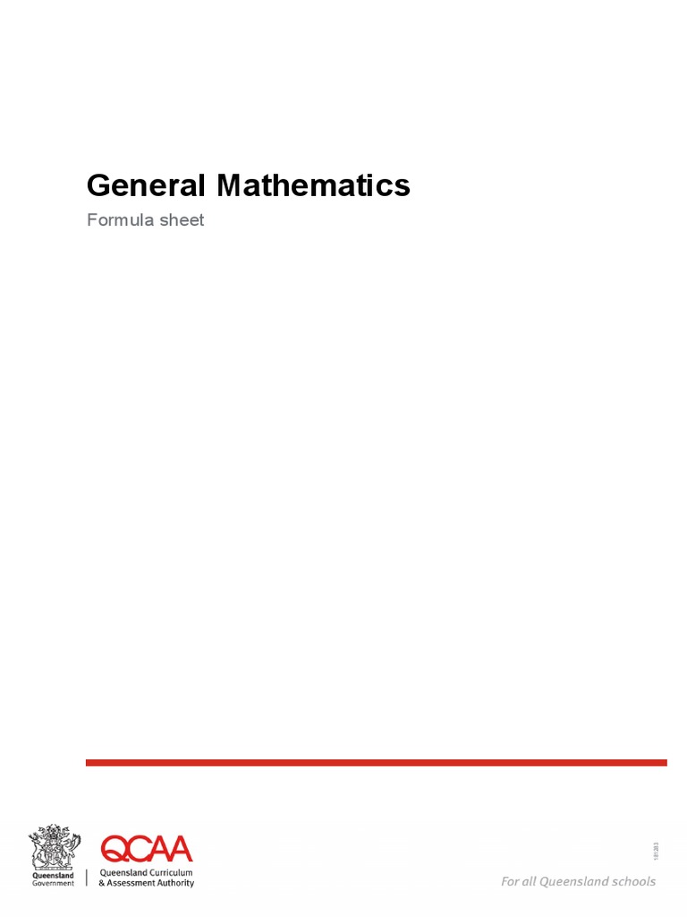 General Mathematics Formula Sheet 2019 | PDF | Sine | Area