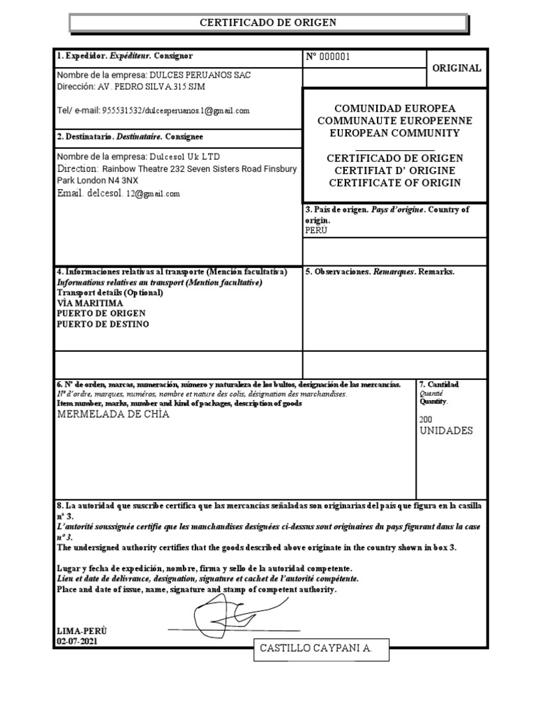 Certificado de Origen | PDF | Derecho
