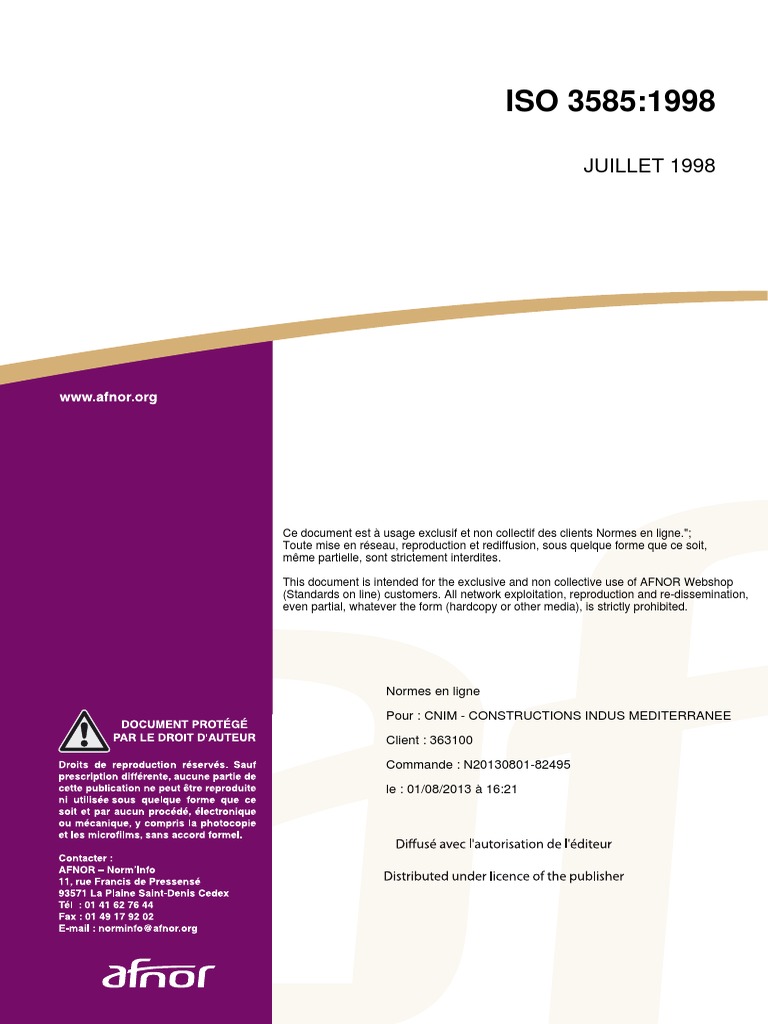 ISO 3585 Juillet 1998 | PDF | Glasses | International Organization For ...