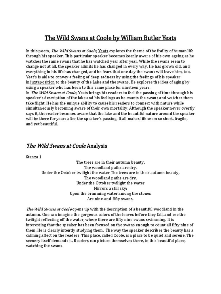 The Wild Swans at Coole by William Butler Yeats | PDF