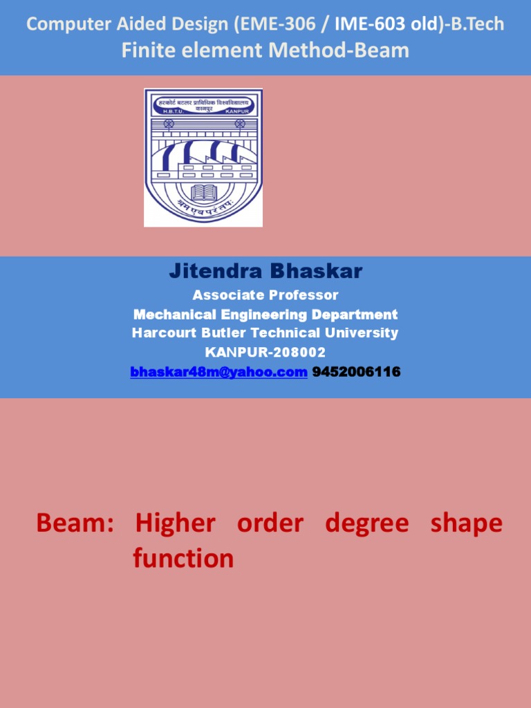 Finite Element Method-Beam: Computer Aided Design (EME-306 /) - B.Tech | Download Free PDF ...