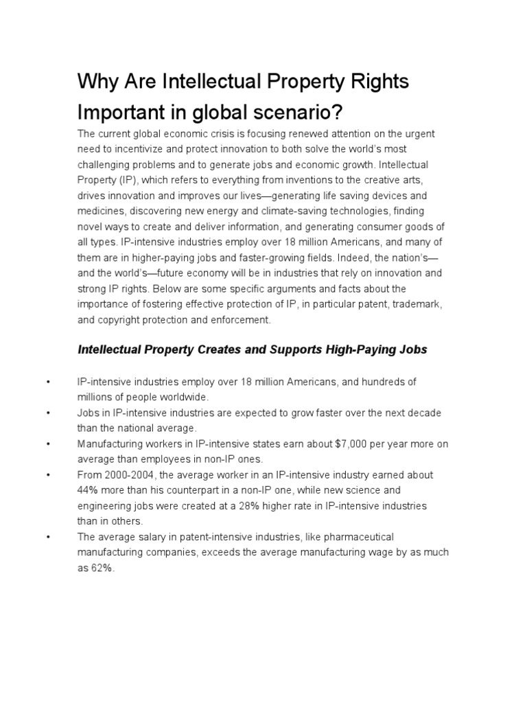 Why Are Intellectual Property Rights Important in Global Scenario | PDF ...