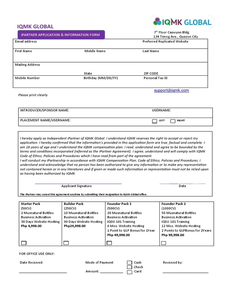 IQMK Application Form PHL | PDF | Business | Computing And Information ...