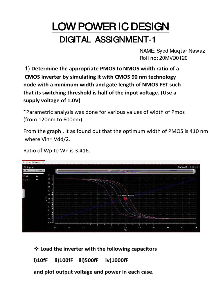 Low Power Ic Design: Digital Assignment-1 | PDF | Logic Gate | Cmos