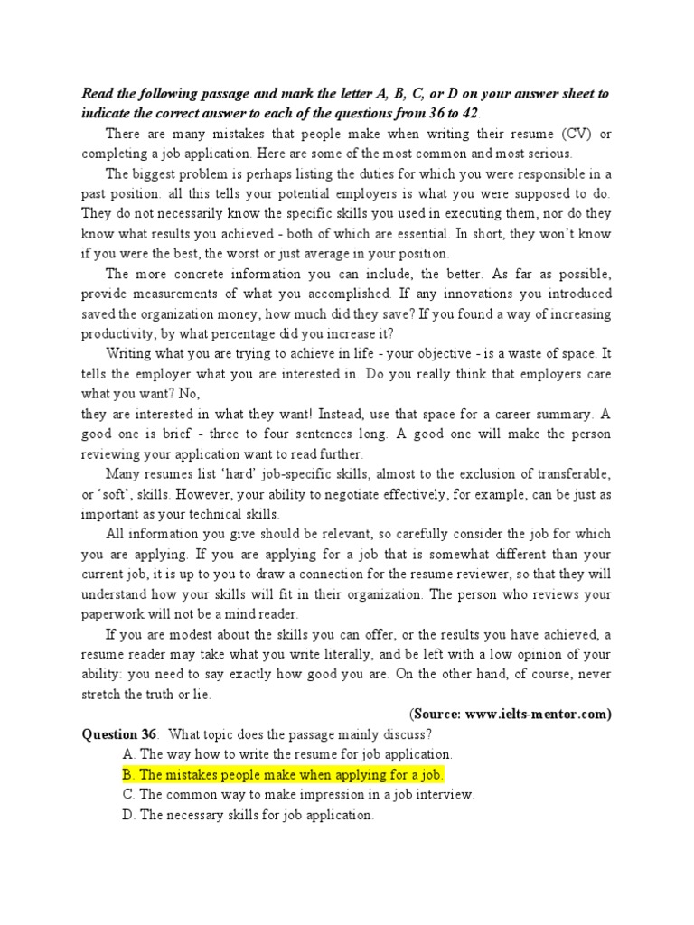 Read the following passage and mark the letter A, B, C, or D to indicate the correct answer to ...