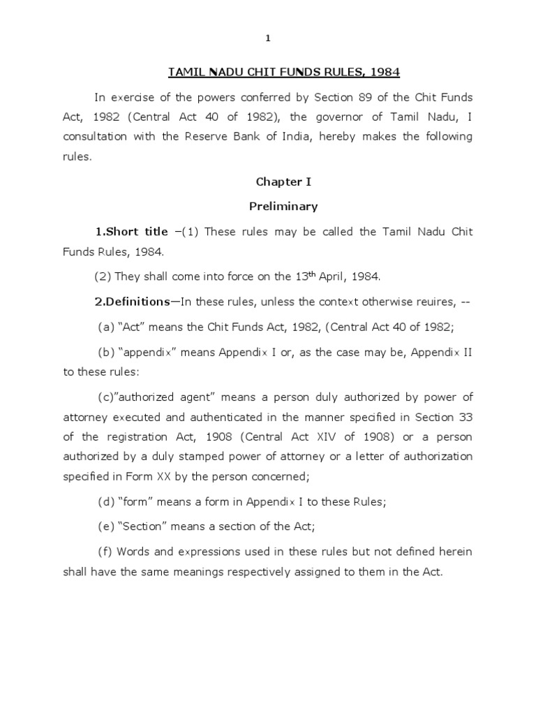 Tamil Nadu Chit Fund Rules | PDF | Summons | Liquidation