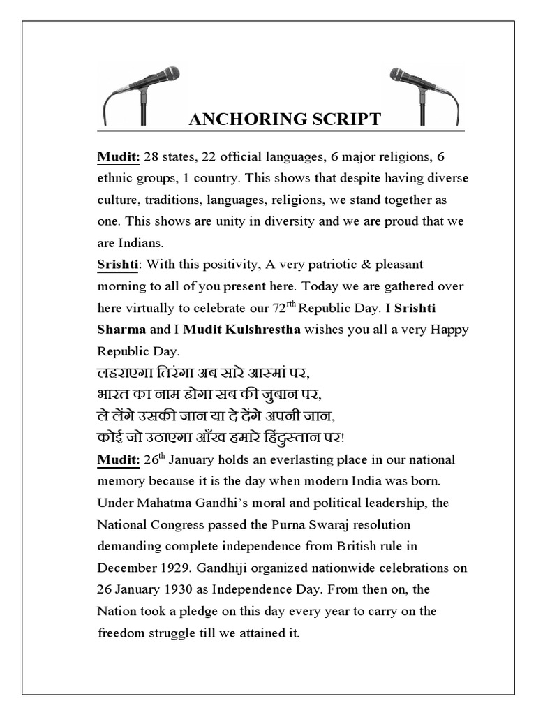 Republic Day Anchoring Script | PDF | Mahatma Gandhi