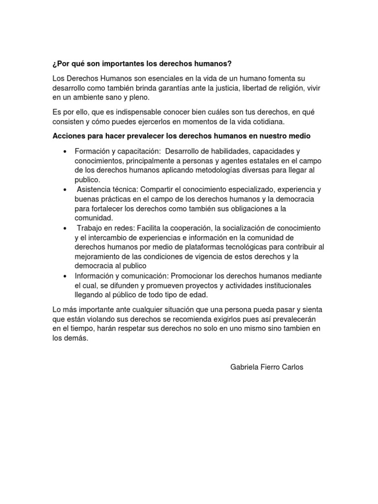 Por Qué Son Importantes Los Derechos Humanos Pdf