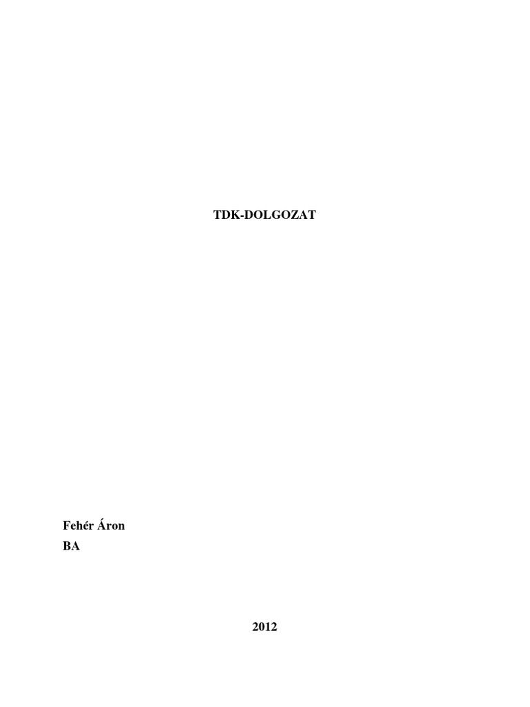 TDK Dolgozat Feher Aron Ba | PDF