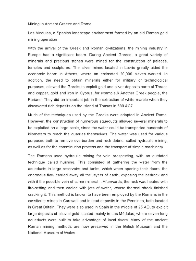 Mining in Ancient Greece and Rome | PDF | Social Science