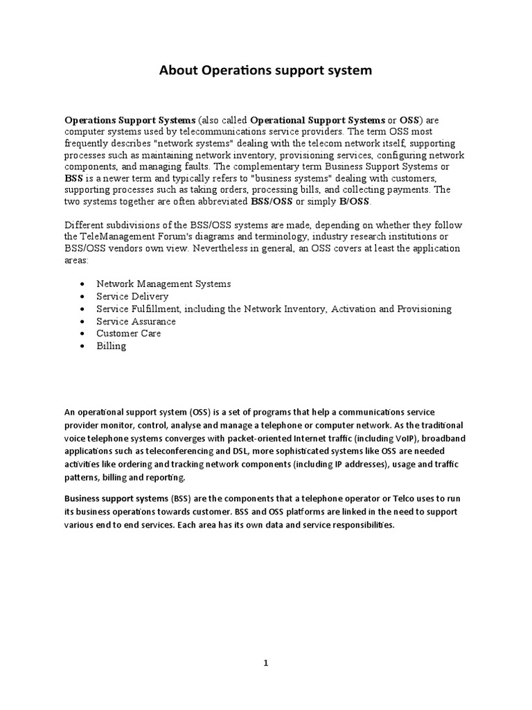 Operations support system