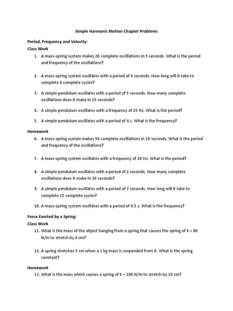 Abp Simple Harmonic Motion Chapter Problems 2018-05-08 | PDF | Pendulum ...