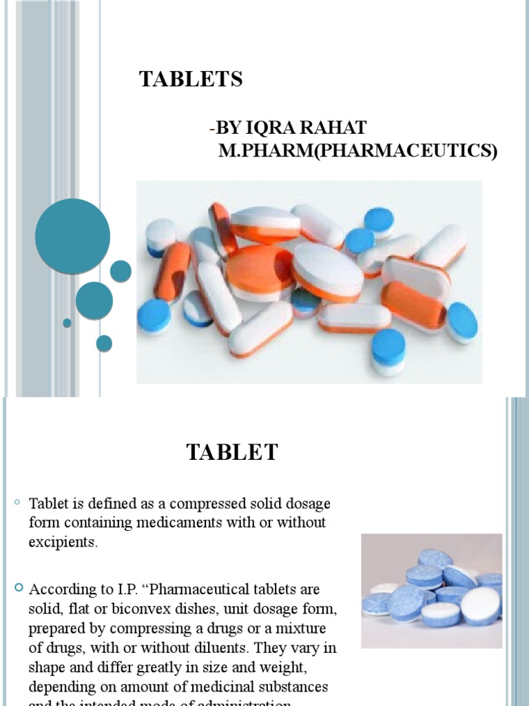Types and Advantages of Pharmaceutical Tablets | PDF | Tablet (Pharmacy ...