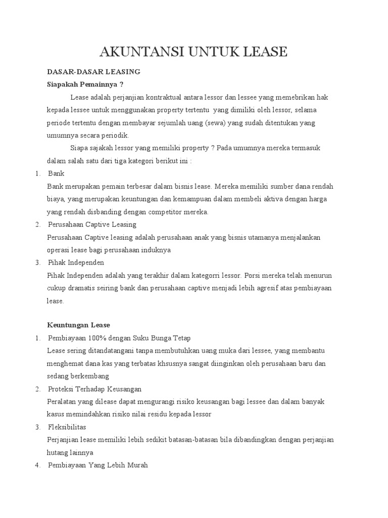 Akuntansi Untuk Lease | PDF