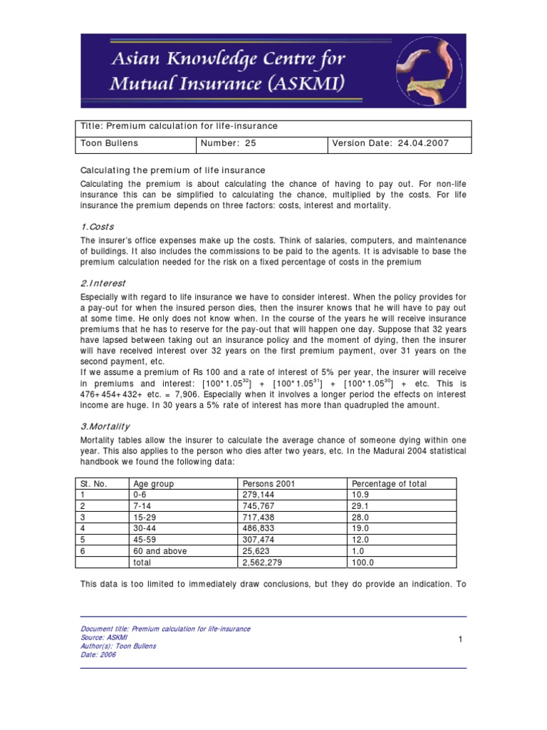 Life Insurance Premium Calculation Guide | PDF | Life Insurance | Insurance