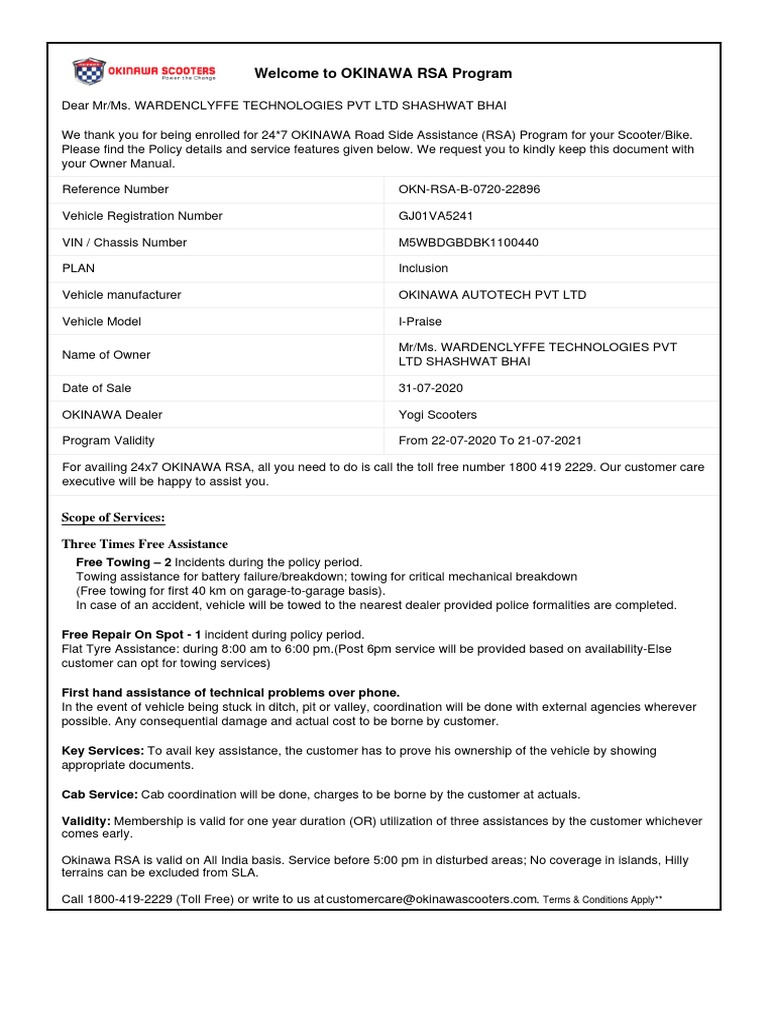 Welcome To OKINAWA RSA Program: Scope of Services: Three Times Free ...