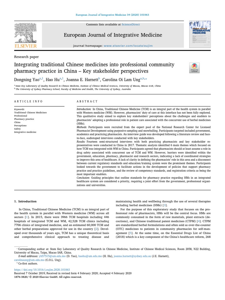 European Journal of Integrative Medicine: Research Paper | PDF ...