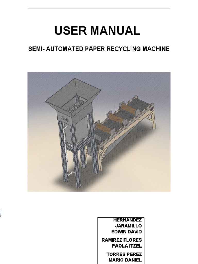 Semi-Automated Paper Recycling Machine Manual | PDF | Paper | Recycling