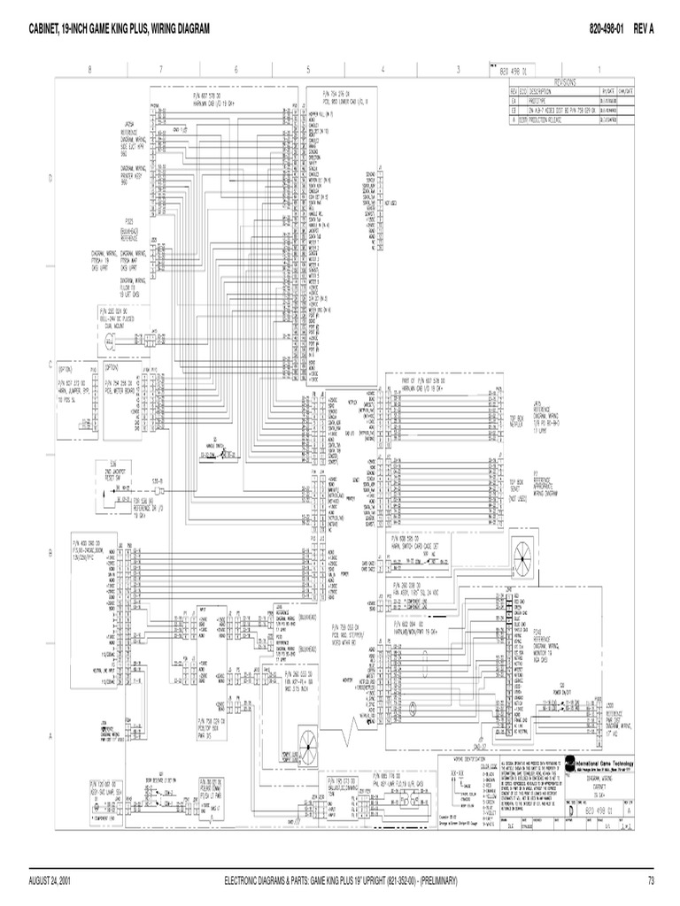 Cabinet, 19-Inch Game King Plus, Wiring Diagram 820-498-01 Rev A | PDF