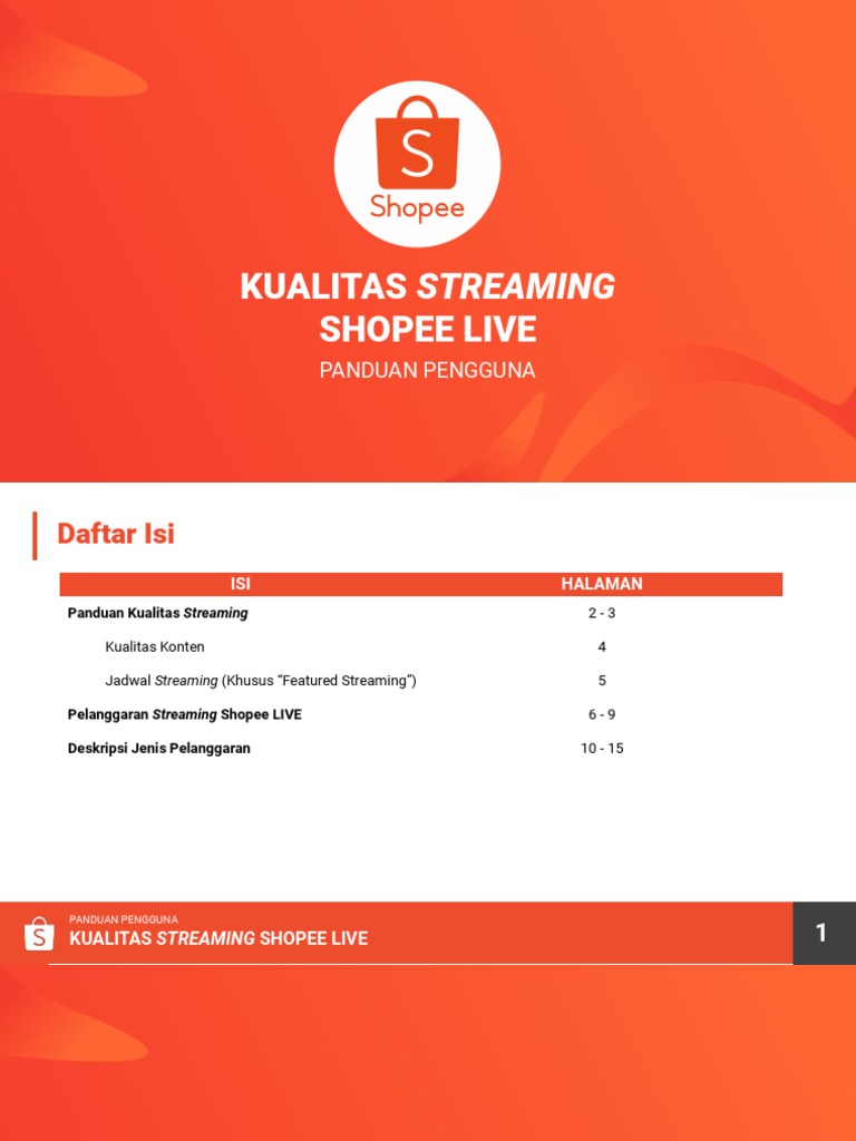 Panduan Kualitas Streaming Shopee LIVE | PDF