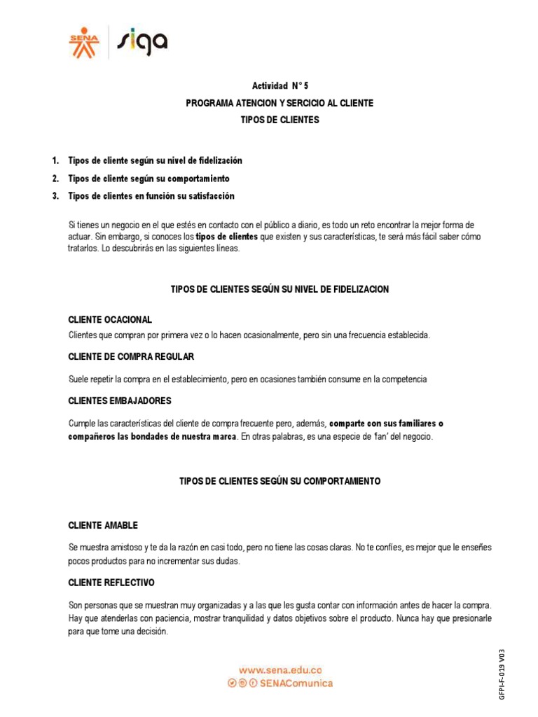 Tipos de Clientes y Cómo Tratarlos | PDF | Cliente | Negocios (general)