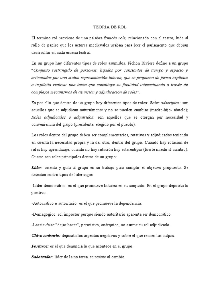 Teoria de Roles | PDF | Ciencias sociales