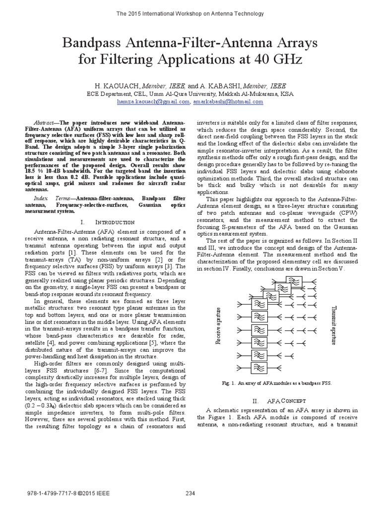 Bandpass Antenna-Filter-Antenna Arrays 40Ghz | PDF | Antenna (Radio ...