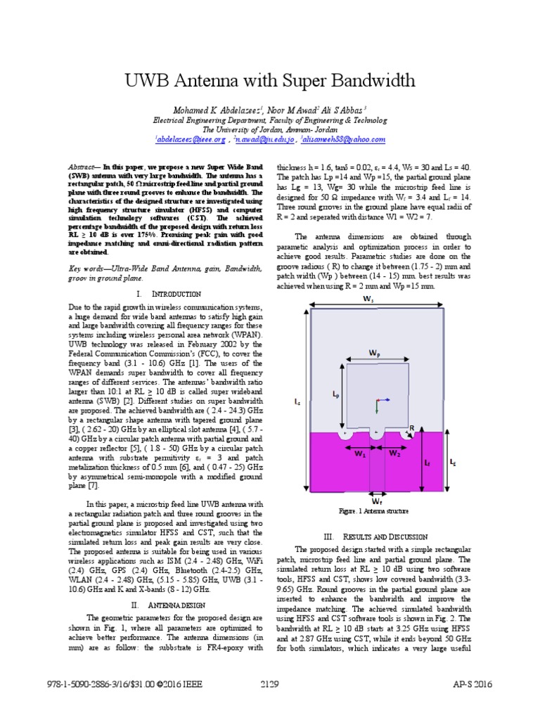 UWB Antenna With Super Bandwidth | PDF | Bandwidth (Signal Processing ...