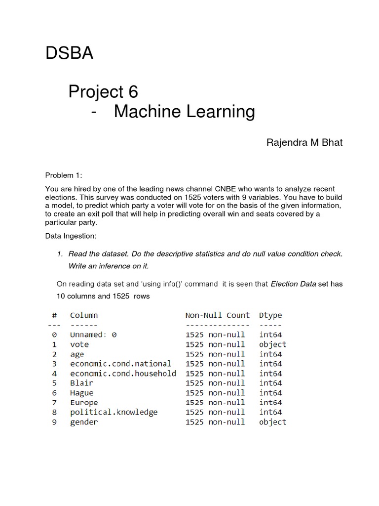 Project - Machine Learning - Rajendra M Bhat | PDF | Receiver Operating ...