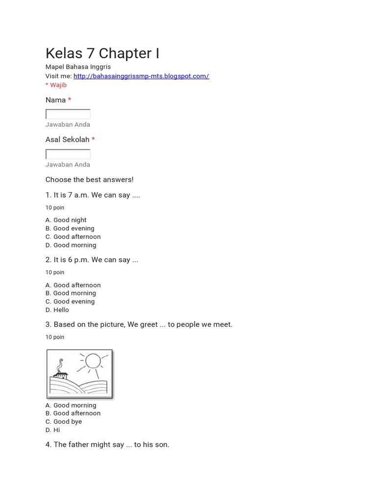 Kelas 7 Chapter I Mapel Bahasa Inggris Visit Me Pdf