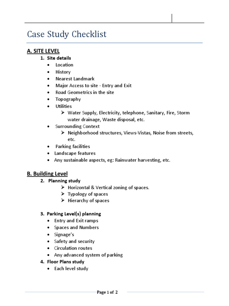 Case Study Check List Architecture | PDF | Computers | Technology ...