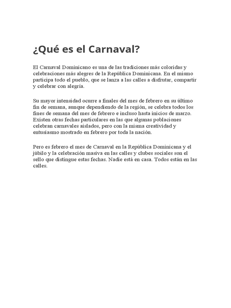 Qué Es El Carnaval | PDF