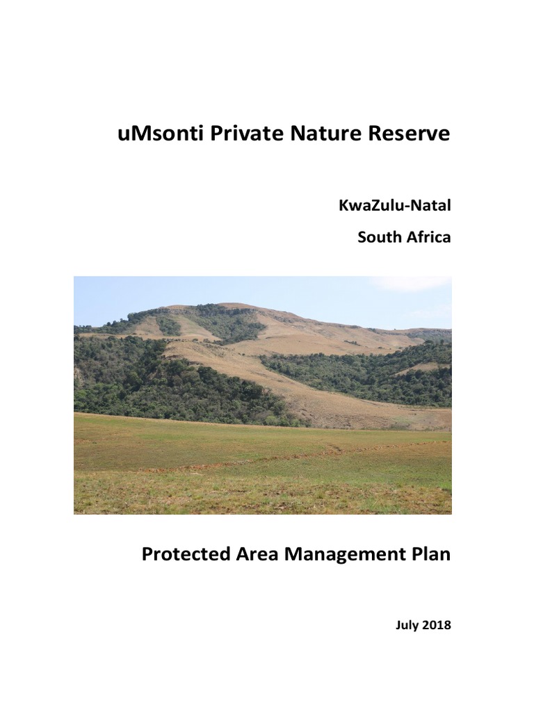 Protected Area Management Plan for uMsonti Private Nature Reserve | PDF ...