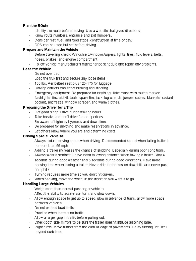 Unit 13 - Driver's Ed Notes | PDF | Trailer (Vehicle) | Automotive Industry