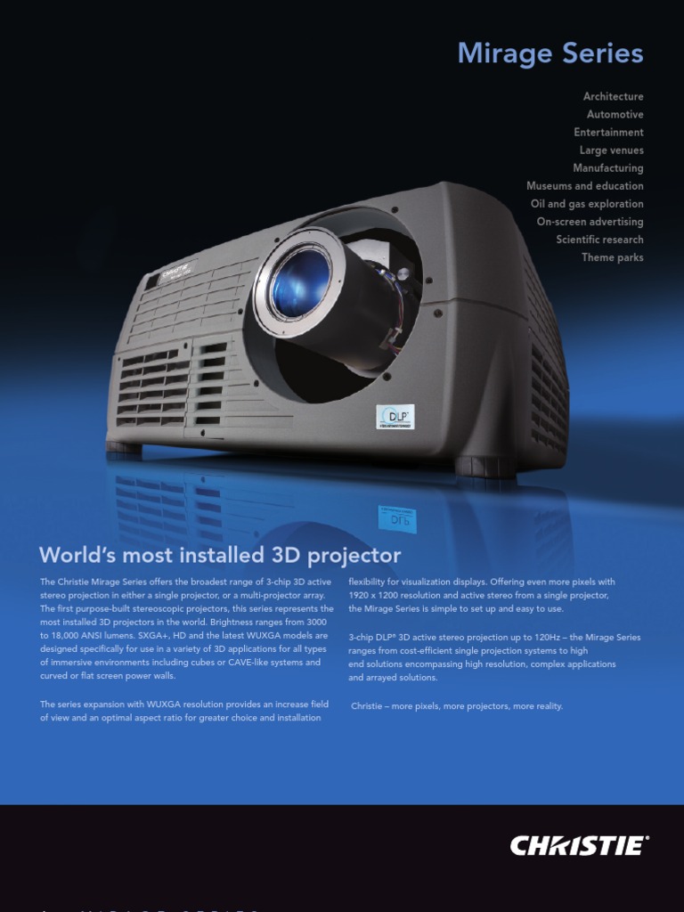 Mirage Series: World's Most Installed 3D Projector | PDF | Stereoscopy ...